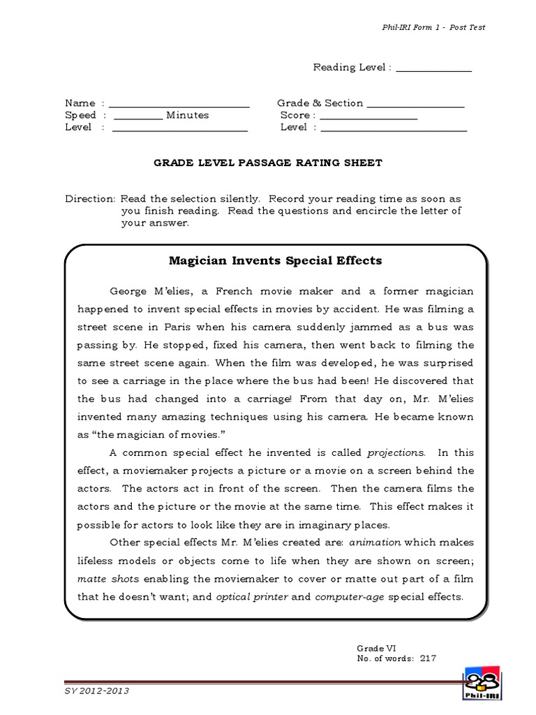 Grade 6 Special Effects Quiz | PDF | Camera | Cinema