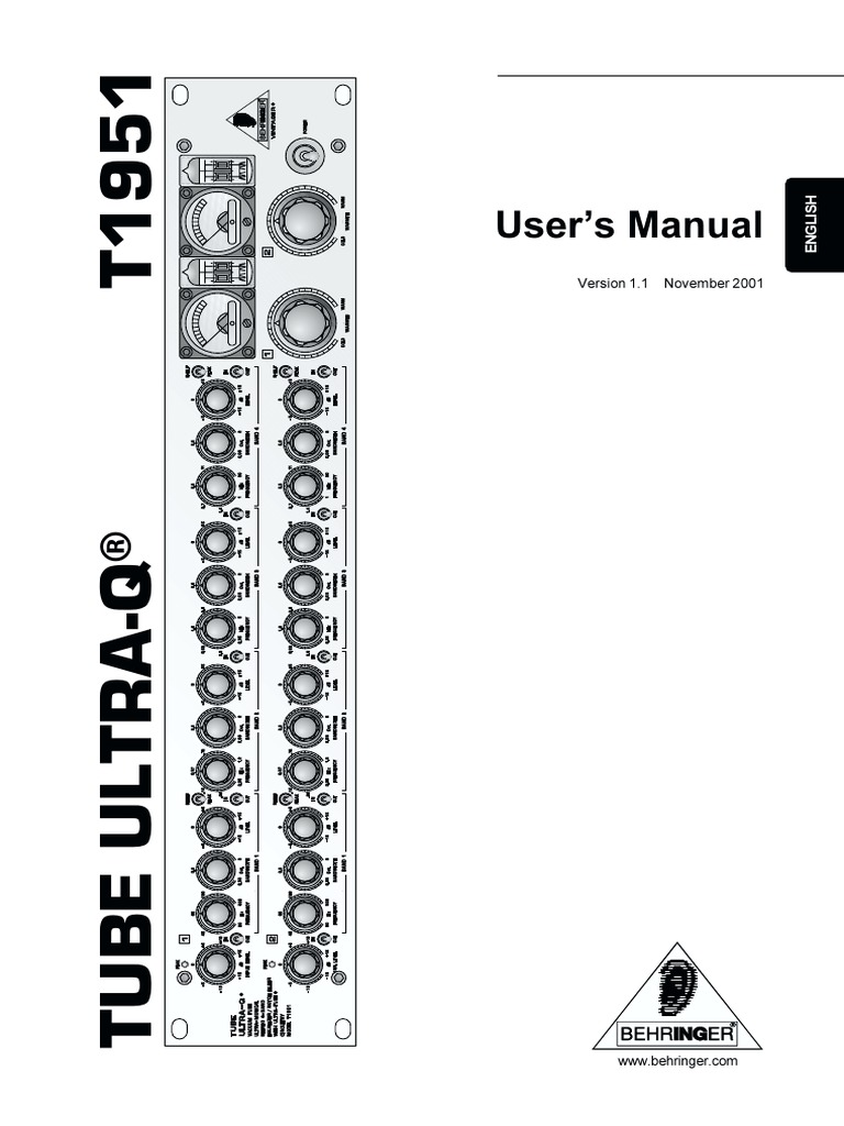 Behringer Tube Ultra-Q T-1951 PDF | PDF | Equalization (Audio) | Vacuum ...
