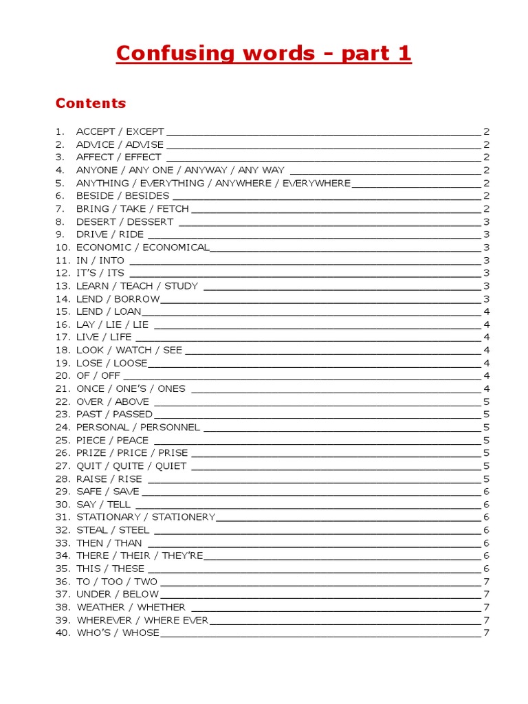 Confusing Words Explained | PDF