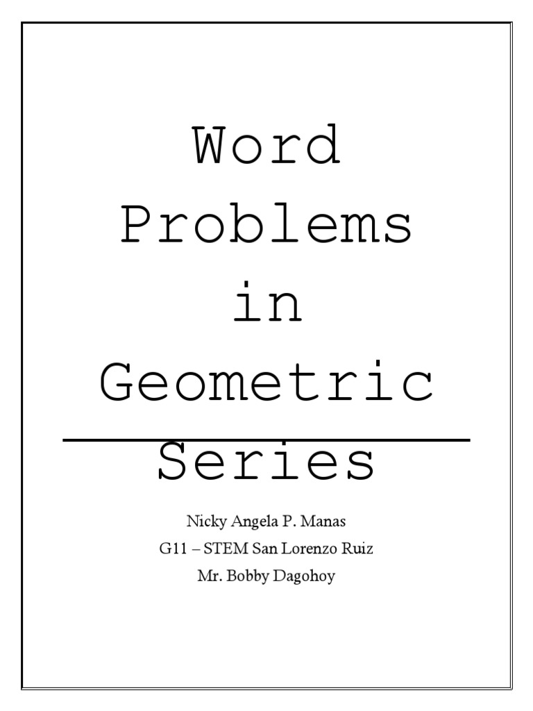 Geometric Sequence Word Problems | PDF | Wellness | Medical