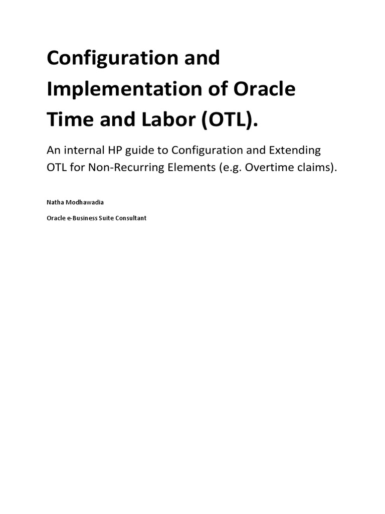 Configuration and Implementation of OTL | PDF | Human Resources | Menu (Computing)