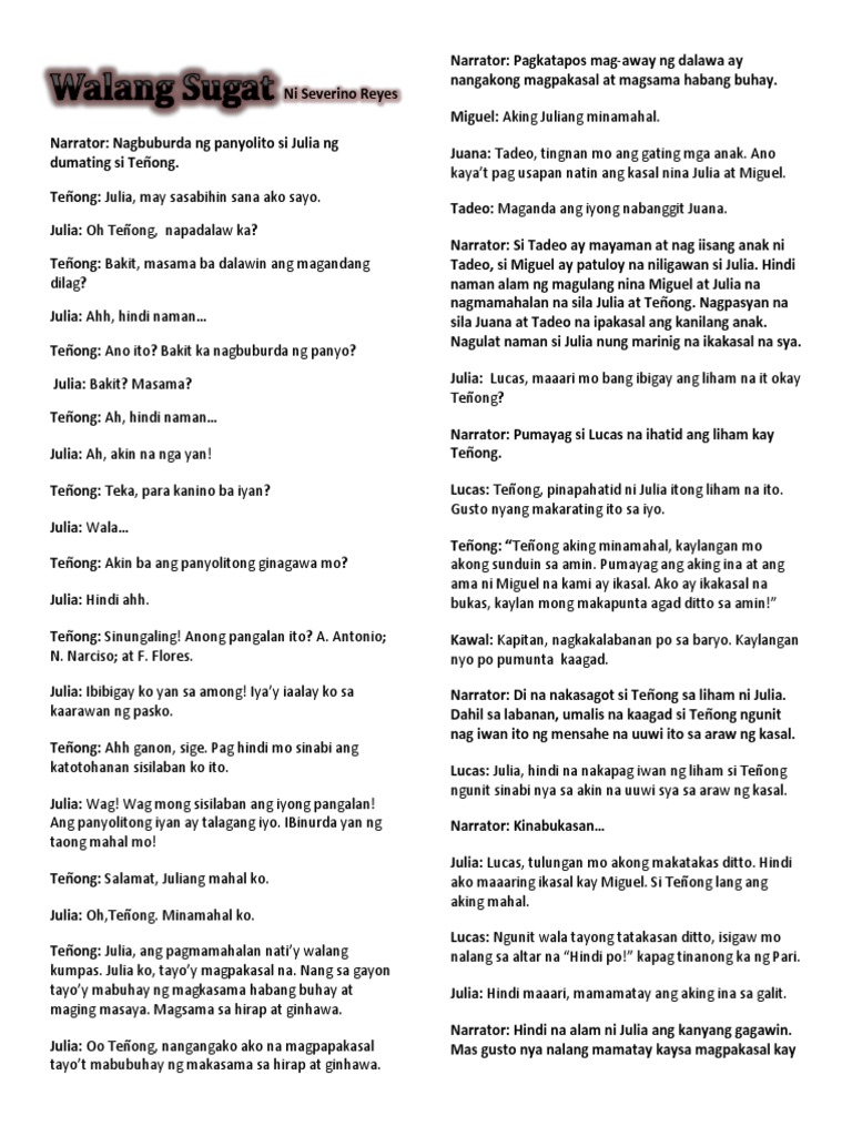 Walang Sugat - Script | PDF