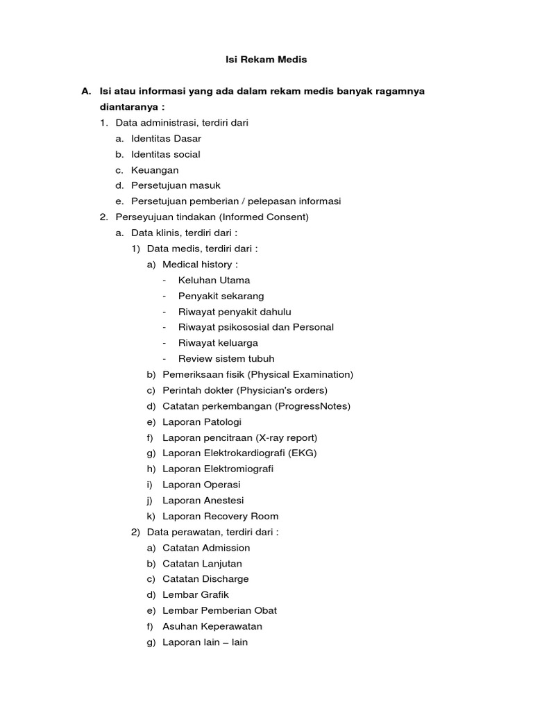Isi Rekam Medis | PDF