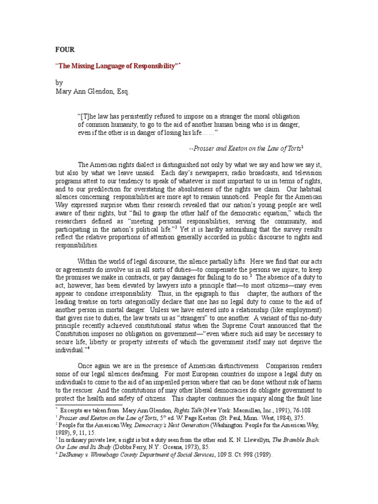 GLENDON, M The Missing Language of Responsibility | PDF | Criminal Law ...