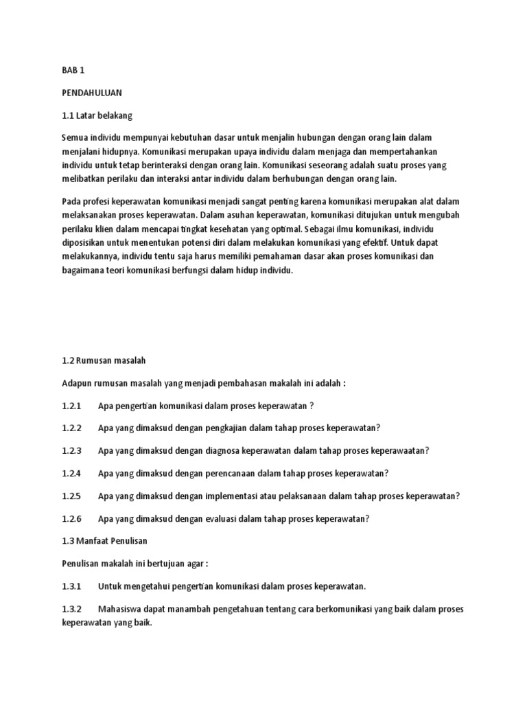 Makalah Komunikasi Pada Setiap Tahap Proses Keperawatan | PDF