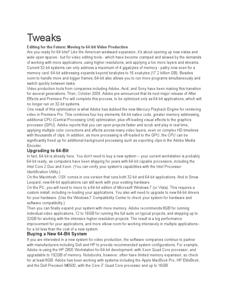 Tweaks | PDF | 64 Bit Computing | Graphics Processing Unit