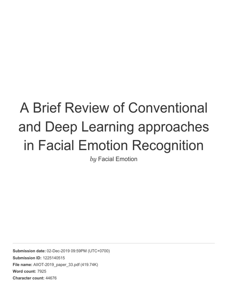 A Brief Review of Conventional and Deep Learning Approaches in Facial ...