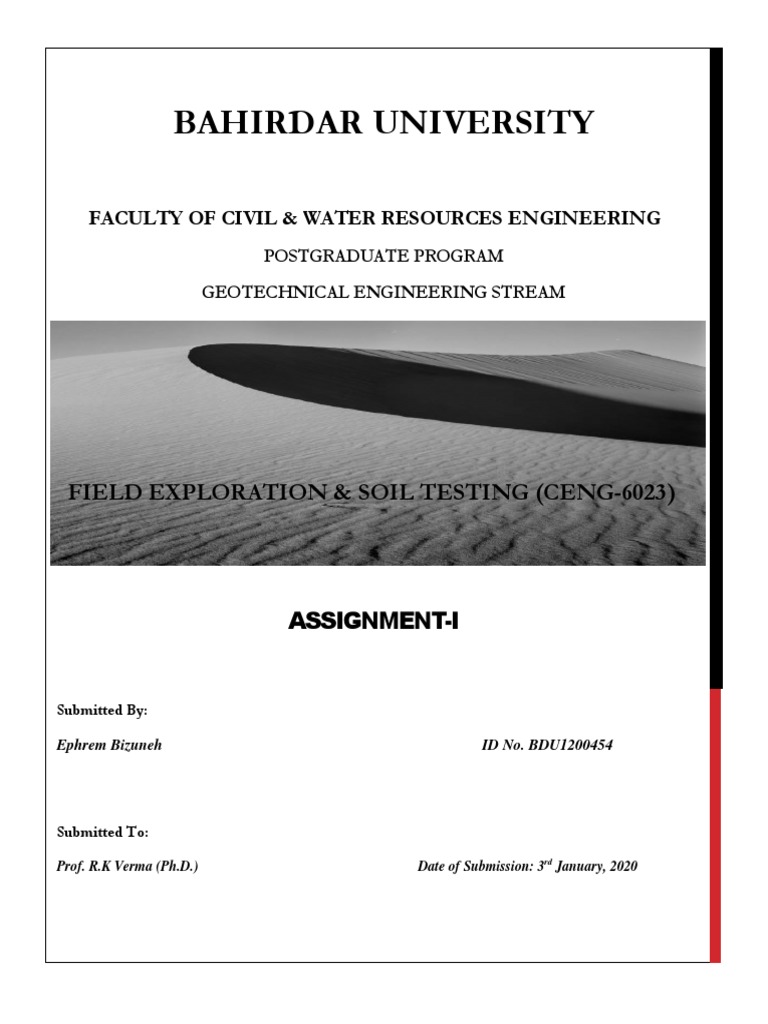 Assignment I Field Exploration & Soil Testing | PDF | Soil Mechanics ...