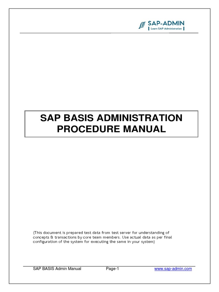 Sap Basis Administration Procedure Manual Pdf Pdf Sap Se Databases