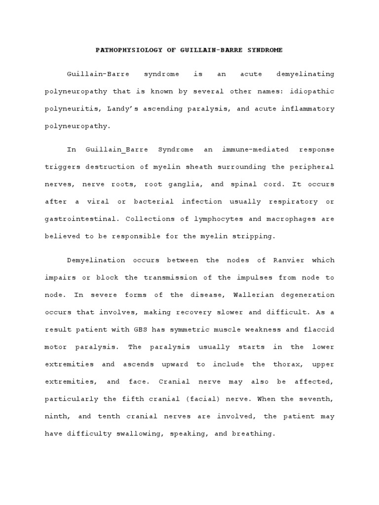 Pa Tho Physiology of Guillain Barre Syndrome | PDF | Myelin | Nerve