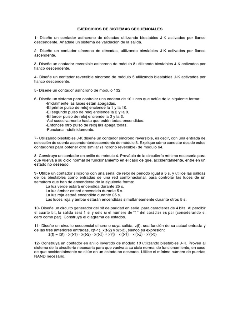 Ejercicios de Sistemas Secuenciales | PDF | Ingenieria Eléctrica | Informática