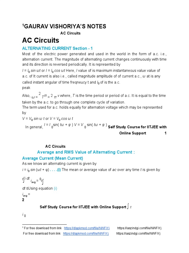Ac Physics | PDF | Alternating Current | Series And Parallel Circuits