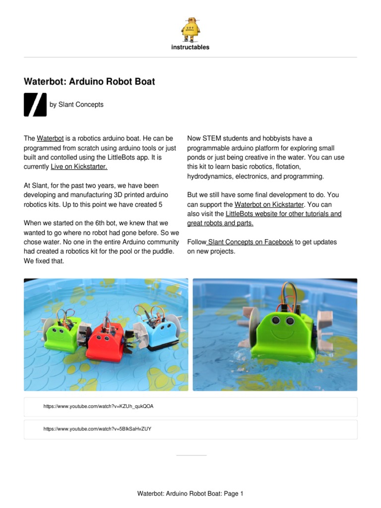 Waterbot Arduino Robot Boat | PDF | Arduino | Robotics