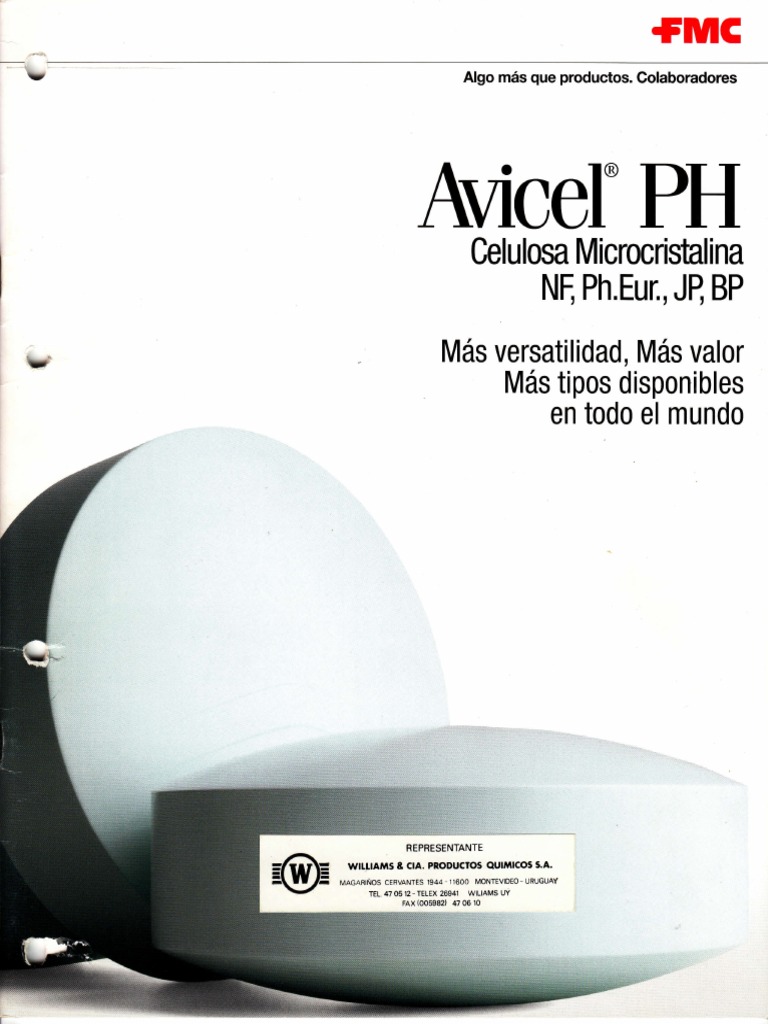 Avicel PH - Celulosa Microcristalina FMC General | PDF | Aluminio | Ph