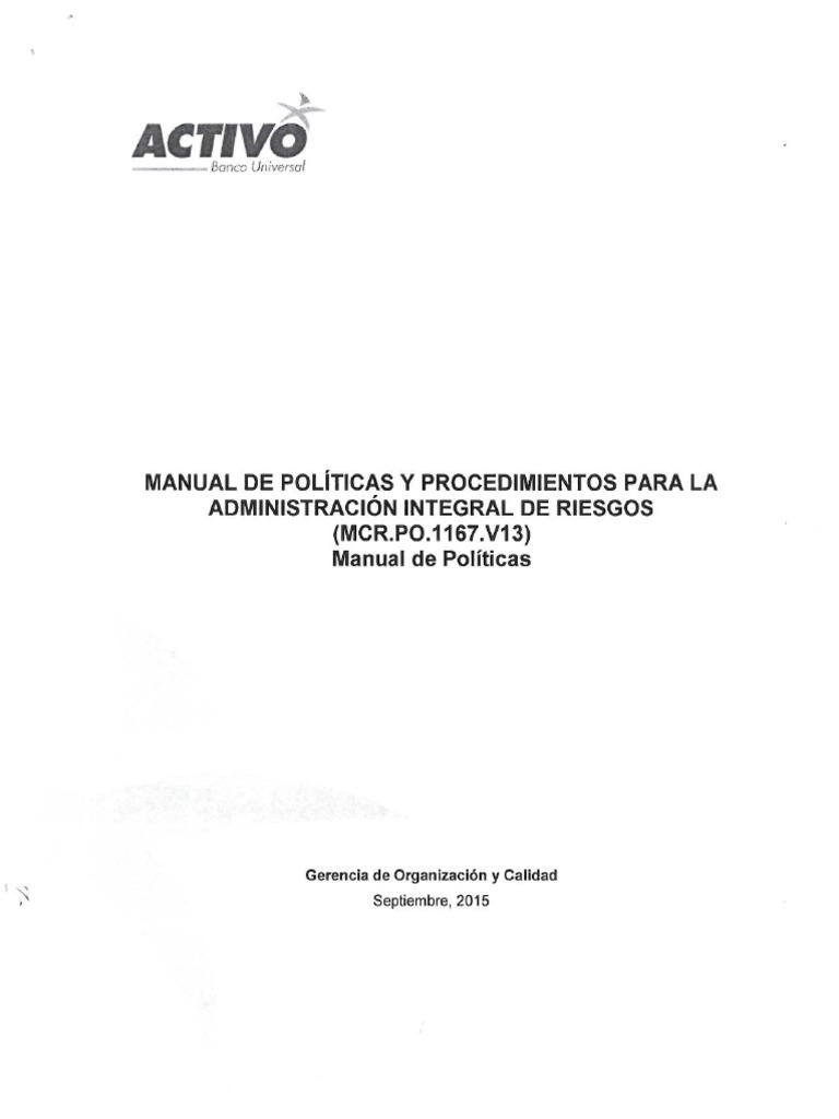 Manual de Políticas (Versión 0915) | PDF