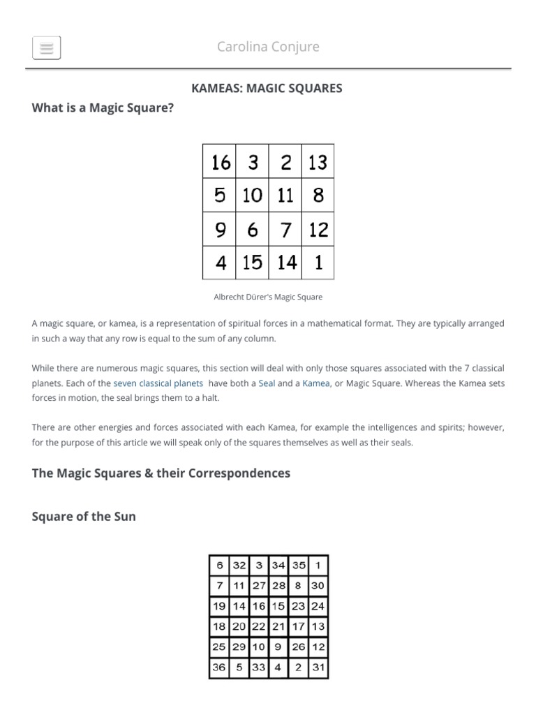 Magic Squares - Carolina Conjure PDF | PDF | Planets In Astrology ...