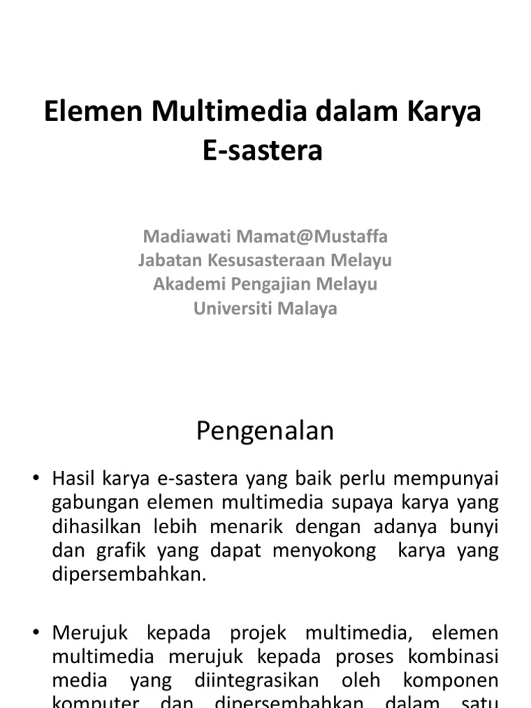 Elemen Multimedia Dalam Karya E-Sastera | PDF