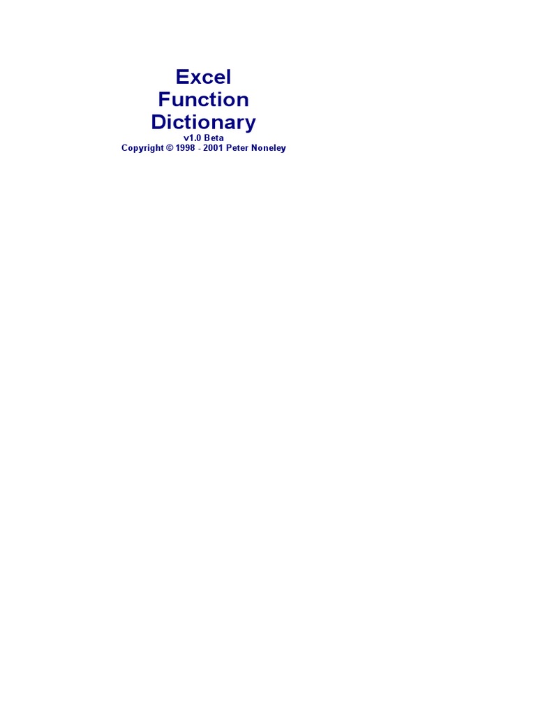 Excel Functions Dictionary | PDF | Microsoft Excel | Matrix (Mathematics)