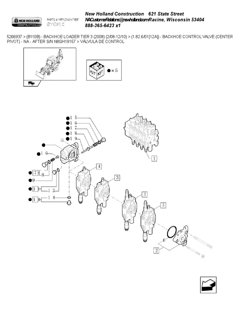 Backhoe Control Valve (Center Pivot) - Na - After S/N N8GH19157 | PDF ...