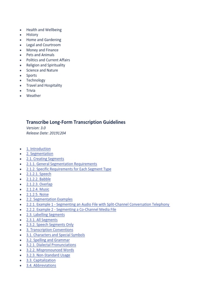 Transcription Guide - Introduction, Labelling and Segmentation | PDF ...