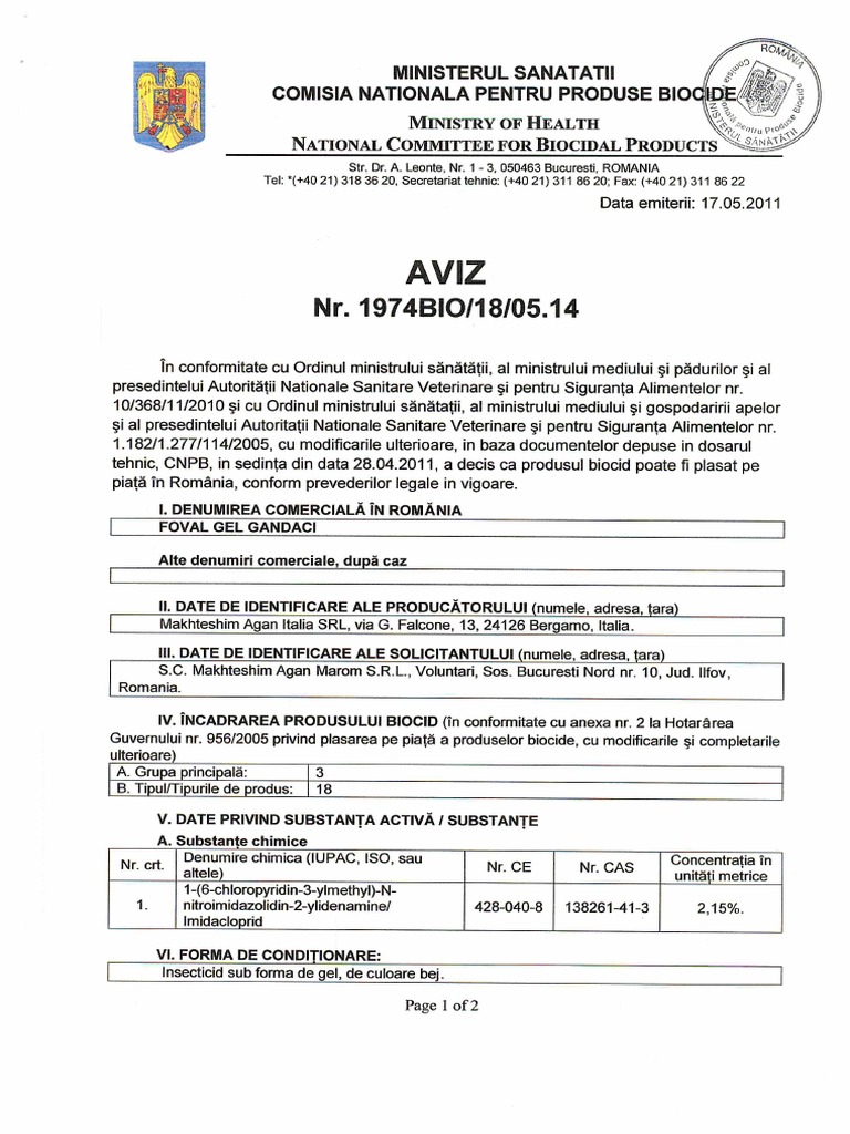 Aviz Foval Gel Gandaci | PDF