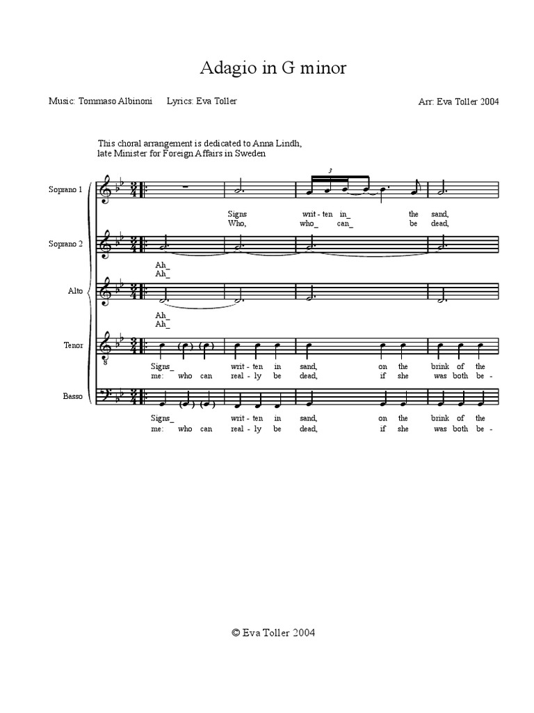 Albinoni, Choral Adagio | PDF | Rhythm And Meter | Musical Notation