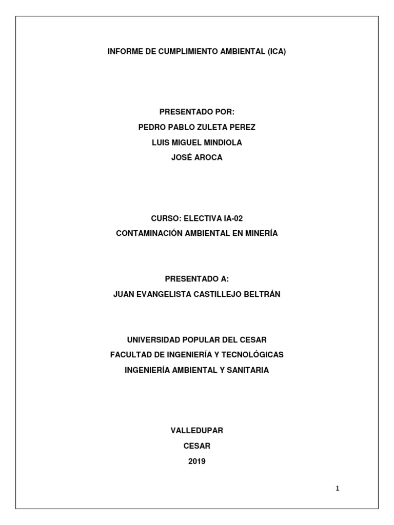 Informe-De-Cumplimiento-Ambiental Electiva | PDF | Leche | Contaminación