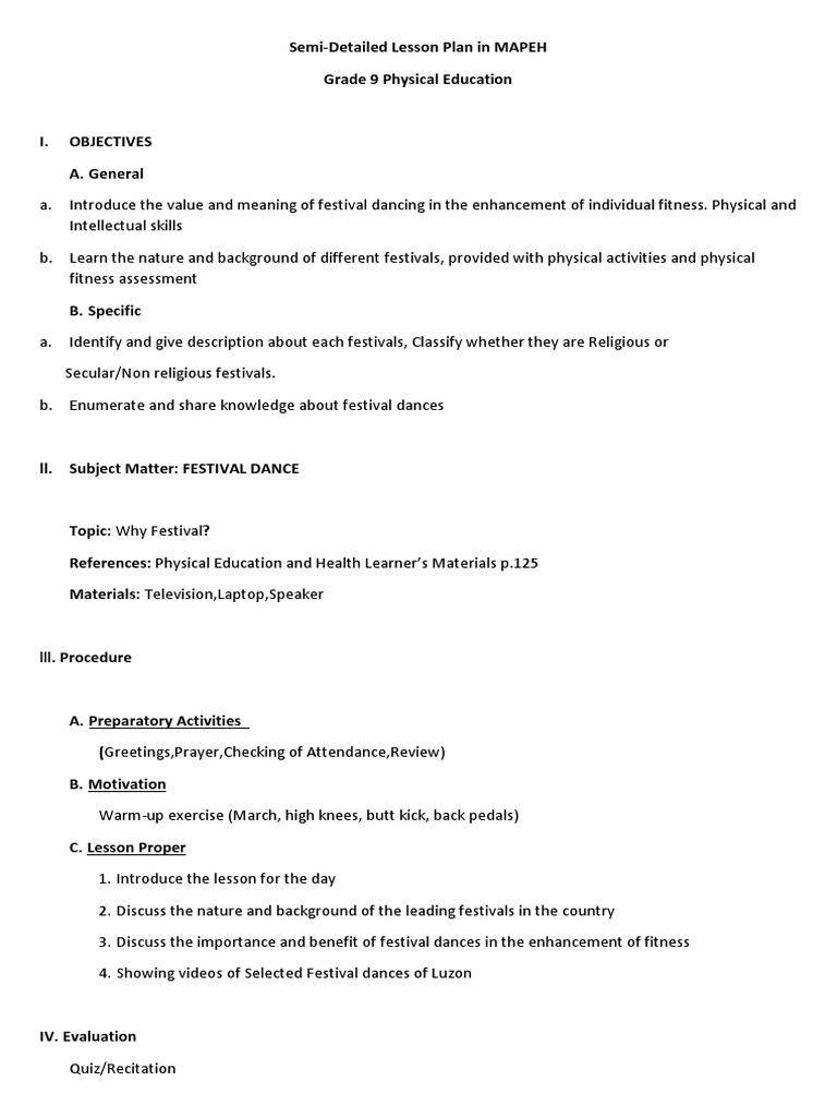 Festival Dance & Basic Movements | PDF | Lesson Plan | Dances