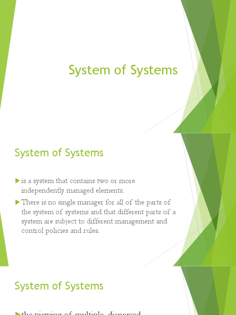 System of Systems | PDF | System | Governance