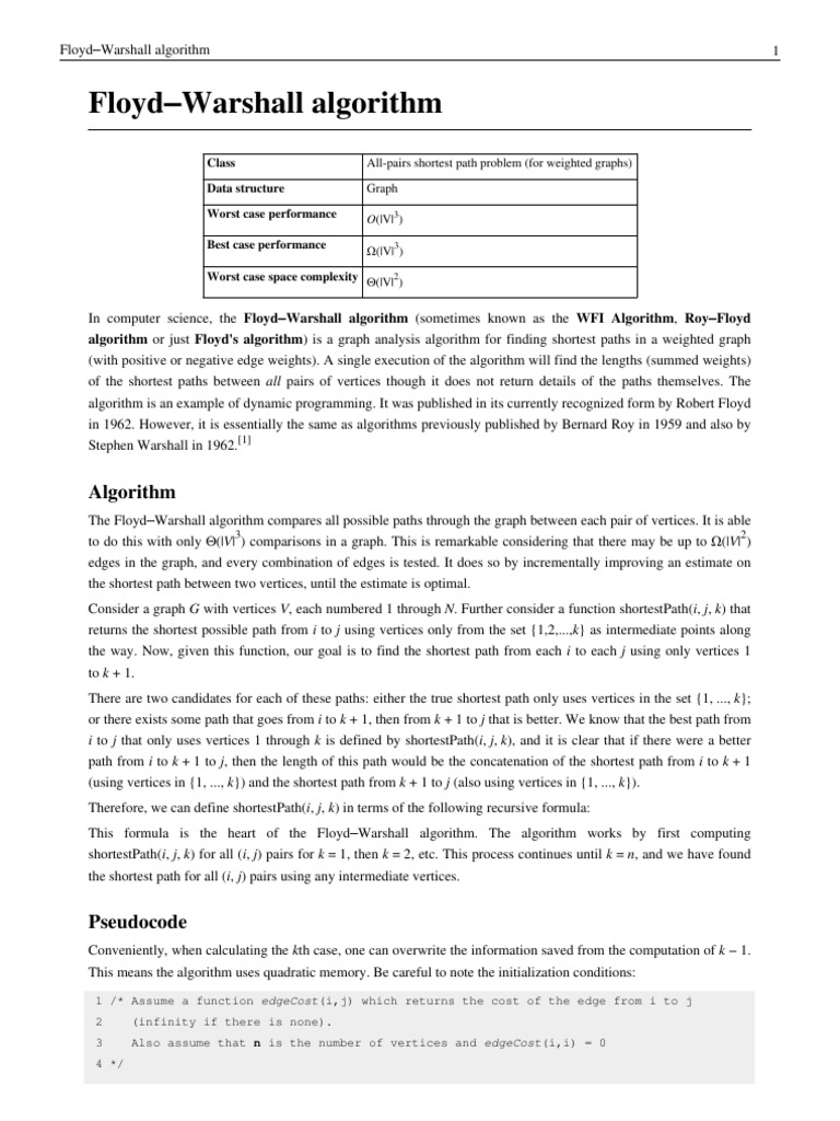 Floyd Warshall Algorithm Explained In 40 Characters Pdf Discrete Mathematics Teaching
