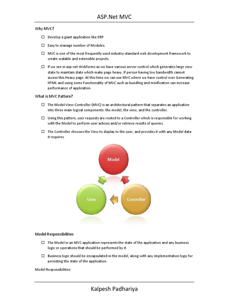MVC | PDF | Model–View–Controller | Entity Framework