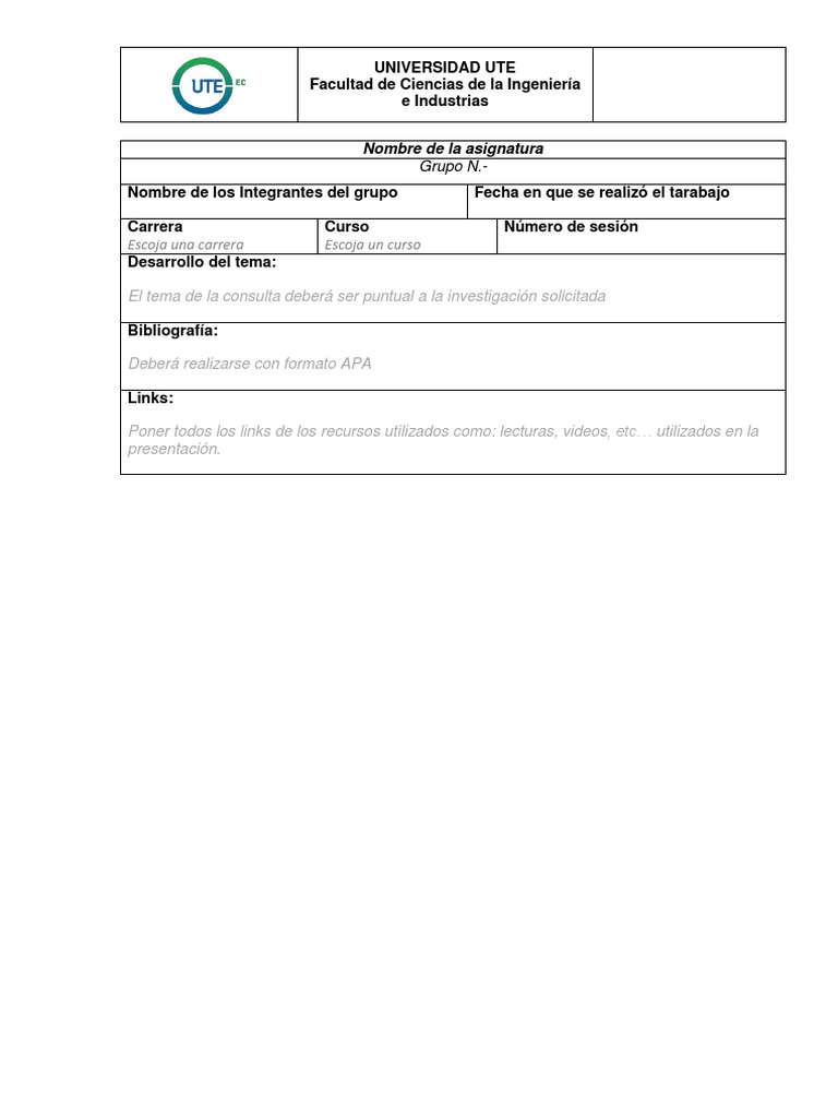 FORMATO PARA CONSULTAS y TAREAS | PDF
