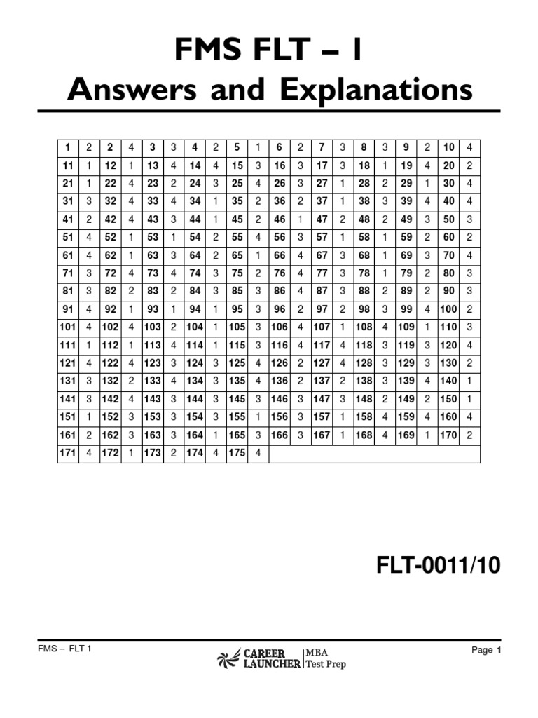 Fms FLT 1 Answers and Explanations | PDF | Matrix (Mathematics) | Mean