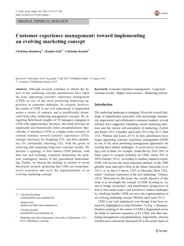 Customer Experience Management PDF | PDF | Customer Experience ...