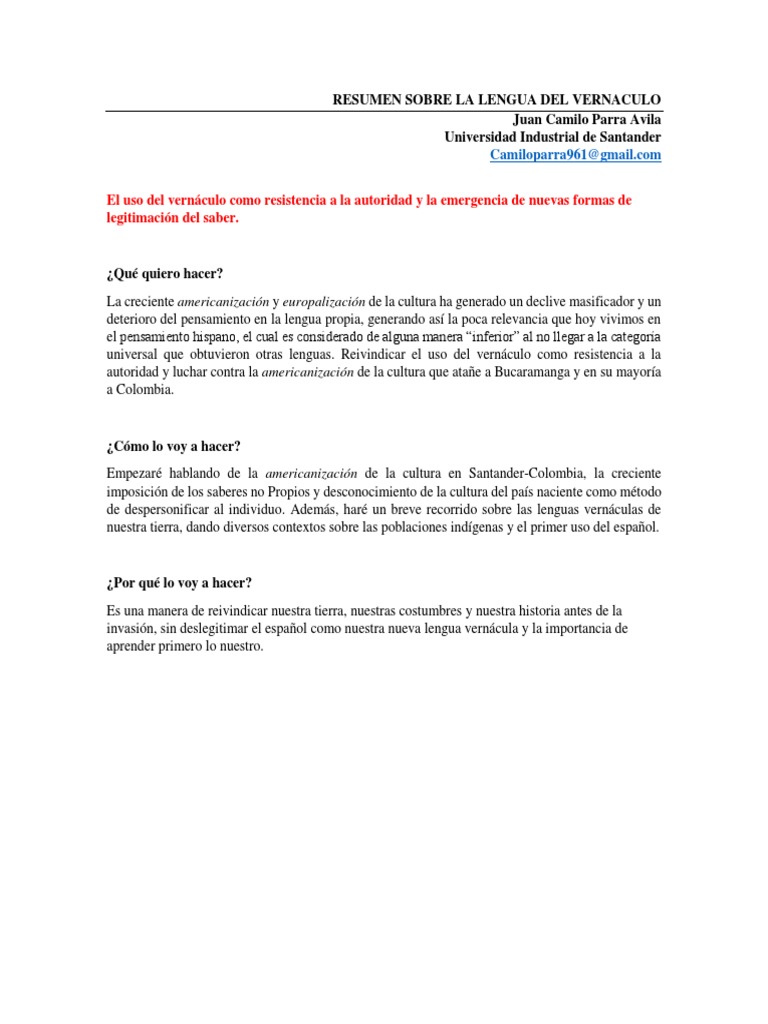 Resumen Sobre La Lengua Del Vernaculo | PDF | Multilingüismo | Semiótica