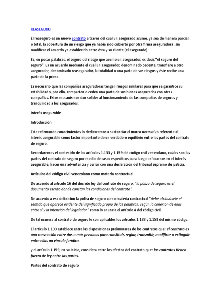 REASEGURO | PDF | Reaseguro | Póliza de seguros
