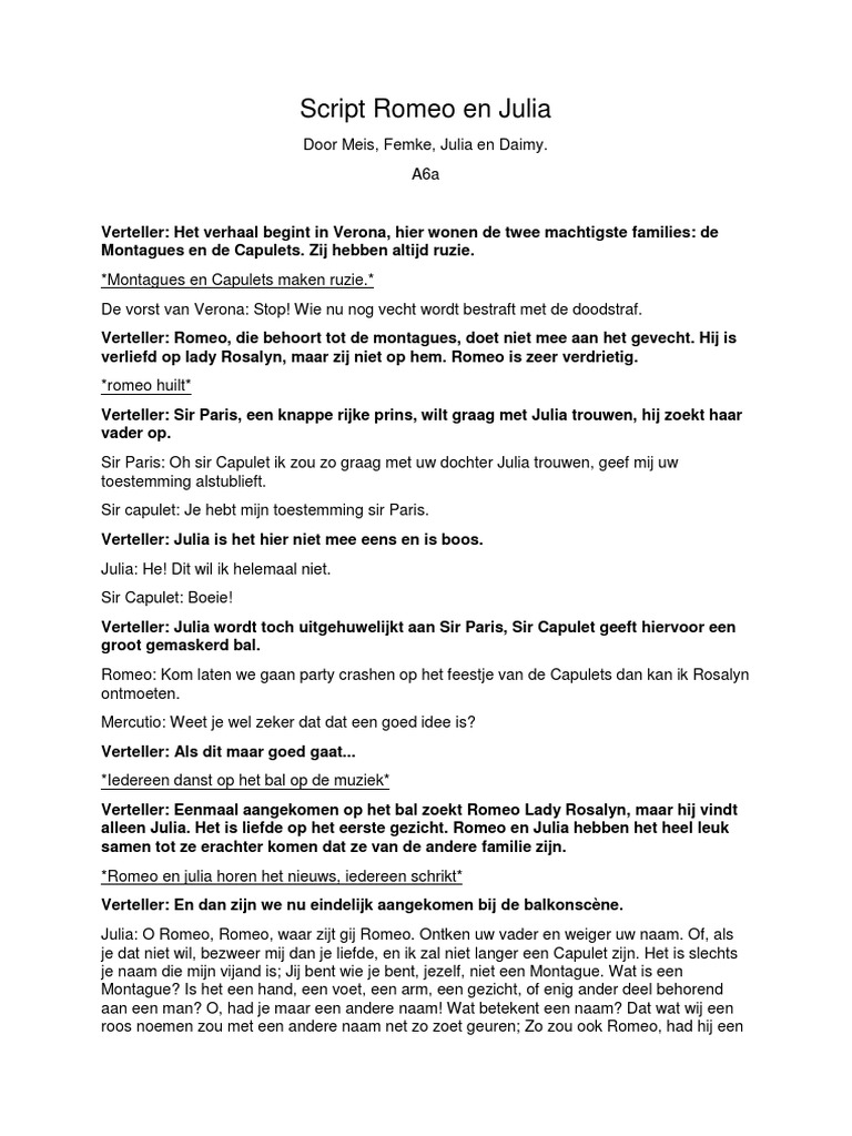 Tragedie - Romeo Julia - Script | PDF