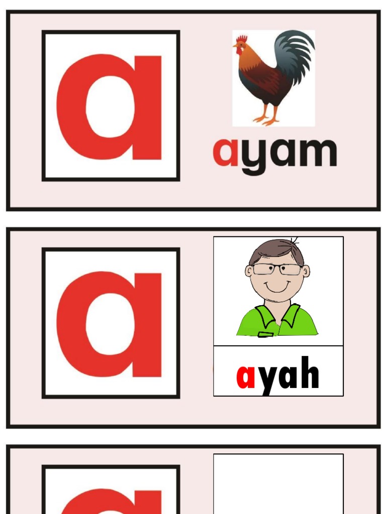 Flashcard BM 1 Mengenal Huruf Vokal | PDF