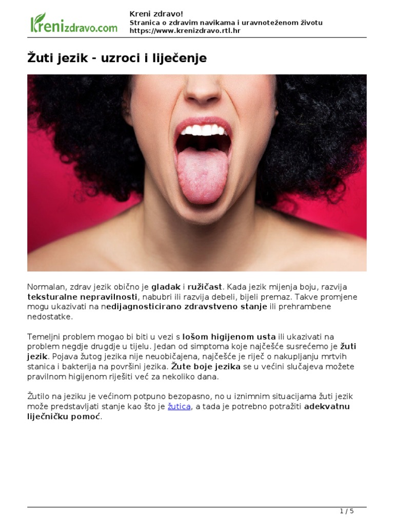 Zuti Jezik Uzroci I Lijecenje PDF | PDF