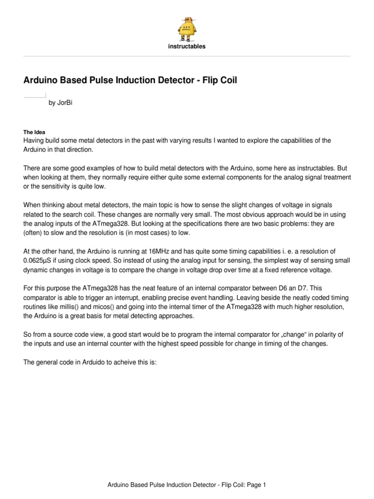 Arduino Based Pulse Induction Detector | PDF | Detector (Radio) | Metal ...