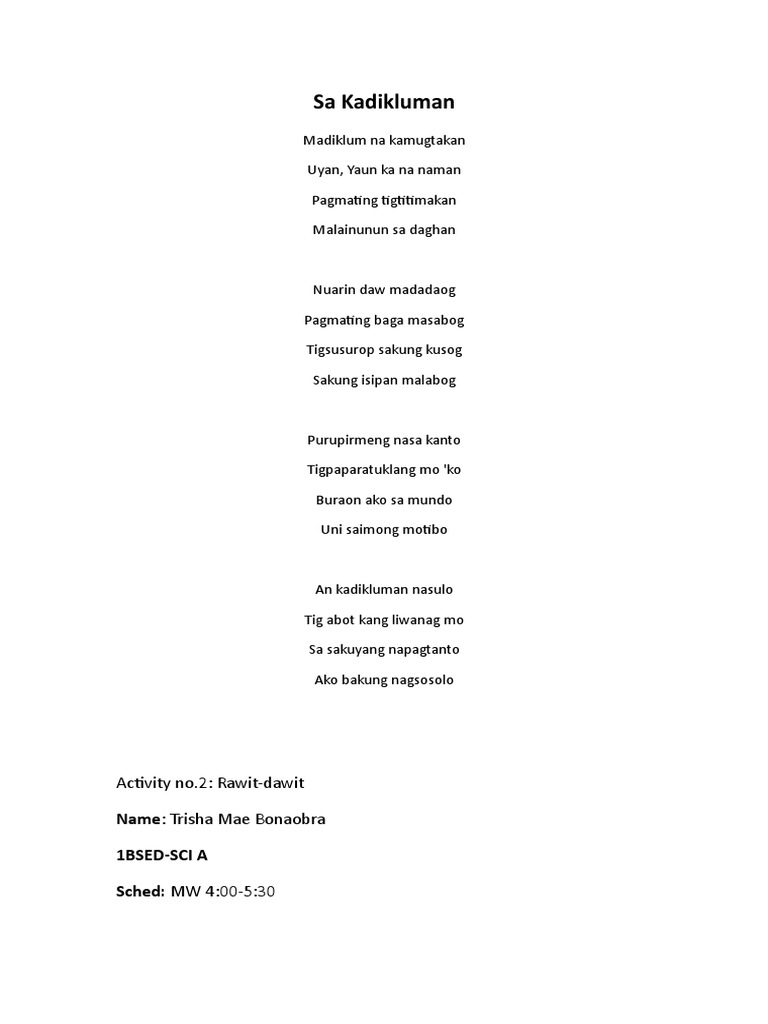 Rawit-Dawit Dalit Form | PDF