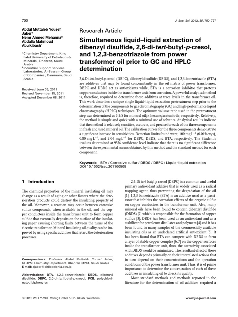 DBDS Con HPLC | PDF | High Performance Liquid Chromatography | Gas ...