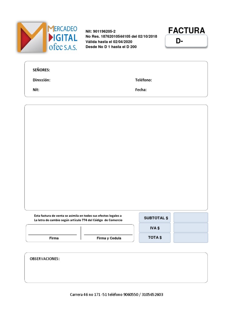 Factura de Venta PDF Ejemplo | PDF