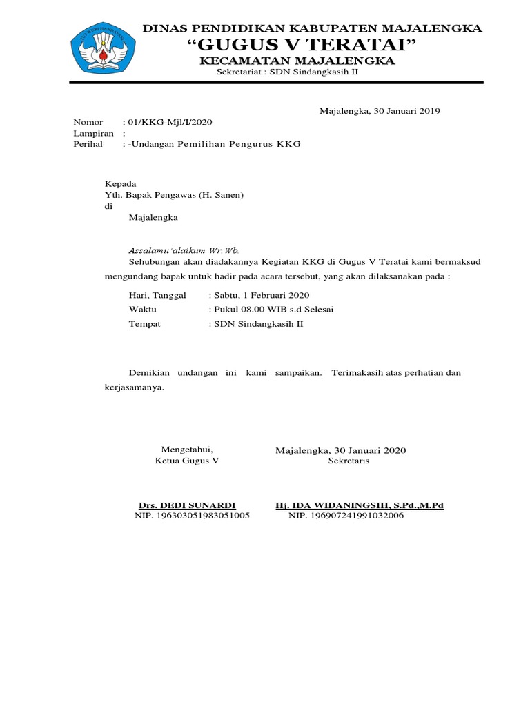 Contoh Surat Undangan KKG Pengawas | PDF