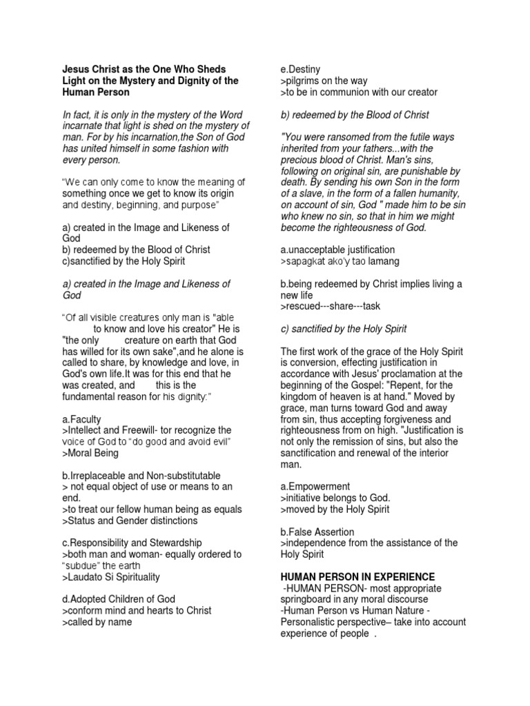 U1L3 Jesus Christ As The One Who Sheds Light On The Mystery and Dignity ...