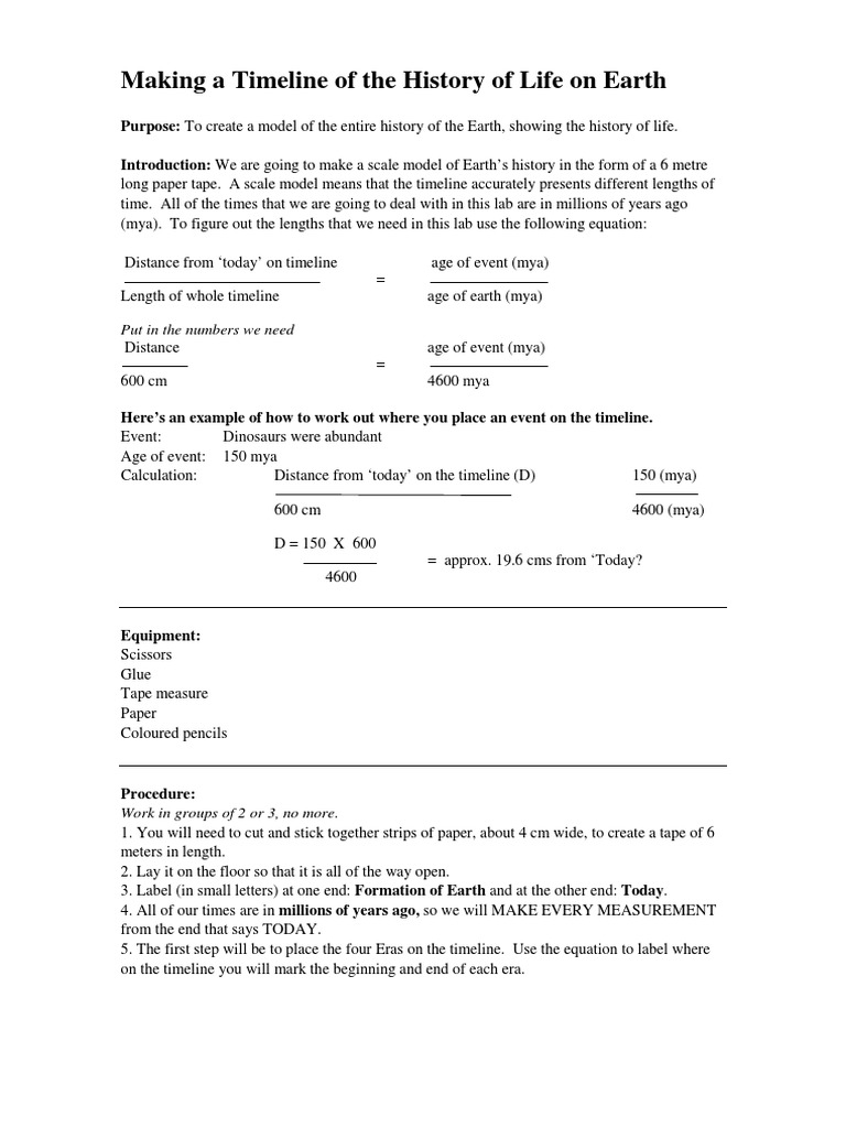Making A Timeline of The History of Life On Earth | PDF | Year | Metre