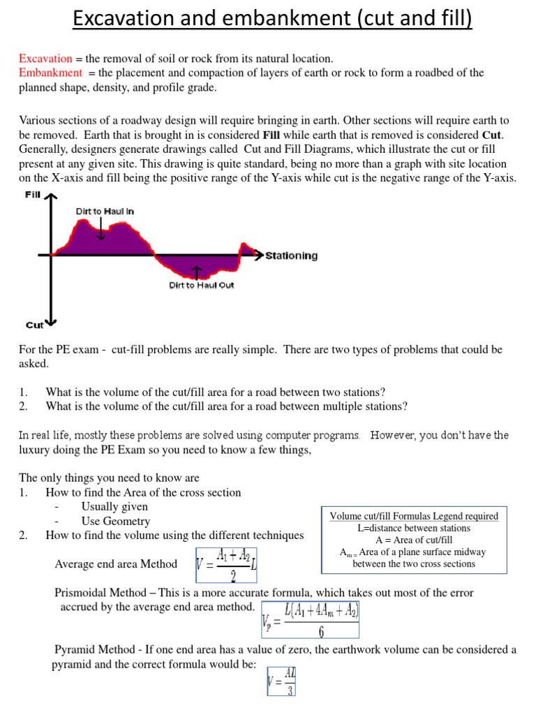Excavation and Embankment E.G. Cut and Fill PDF | PDF | Area | Volume