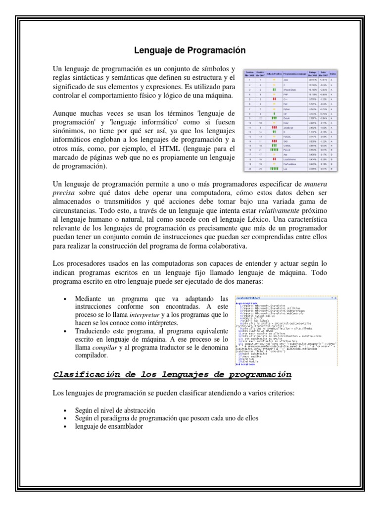 Lenguaje de Programación Alto y Bajo Nivel | PDF | Lenguaje de ...
