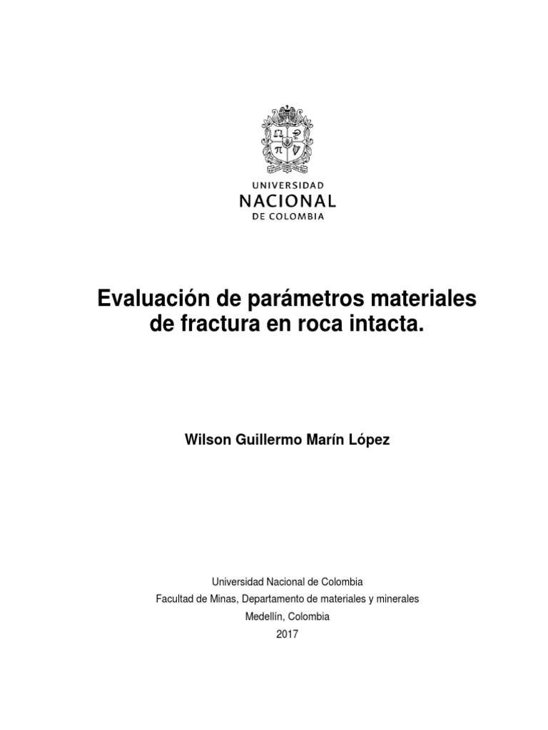 Evaluación de Parámetros Materiales de Fractura en Roca Intacta | PDF ...