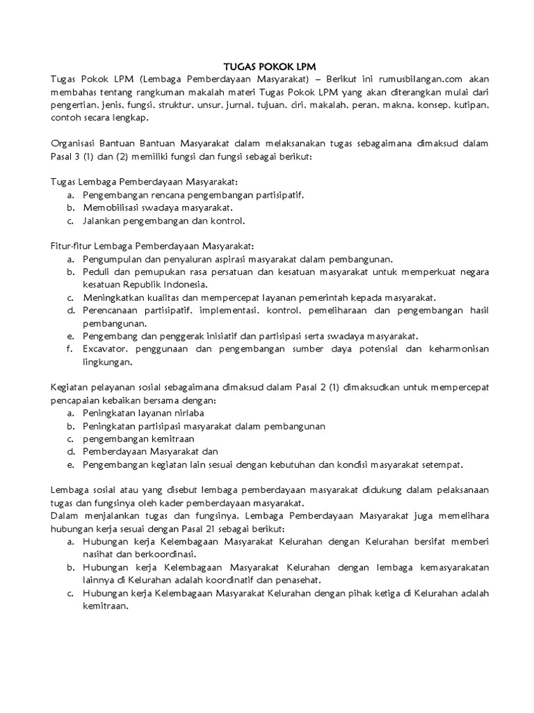 Tugas Pokok LPM Dan Hansip | PDF